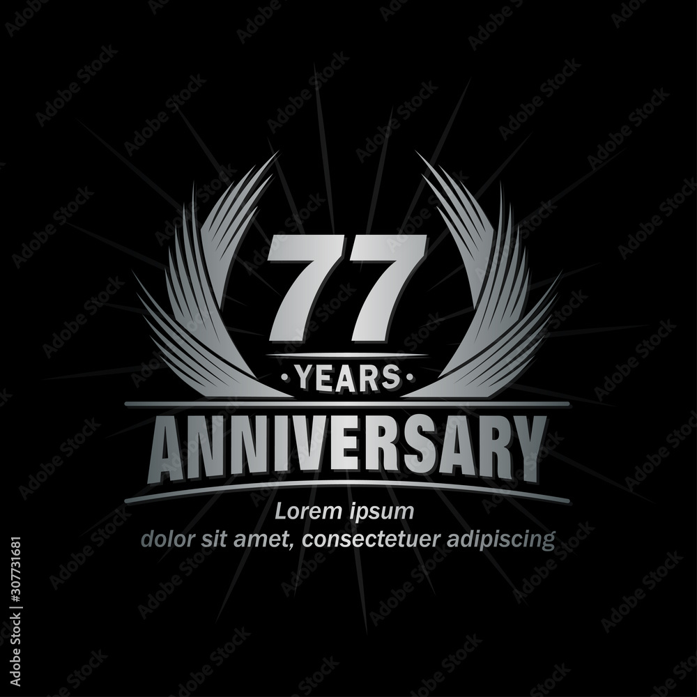 77 years logo design template. Anniversary vector and illustration ...