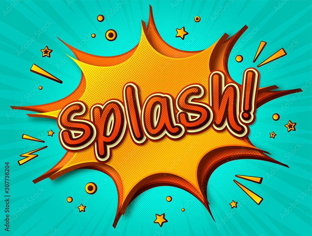 Splash Comic poster. Cartoonish speech bubble Stock Vector | Adobe Stock