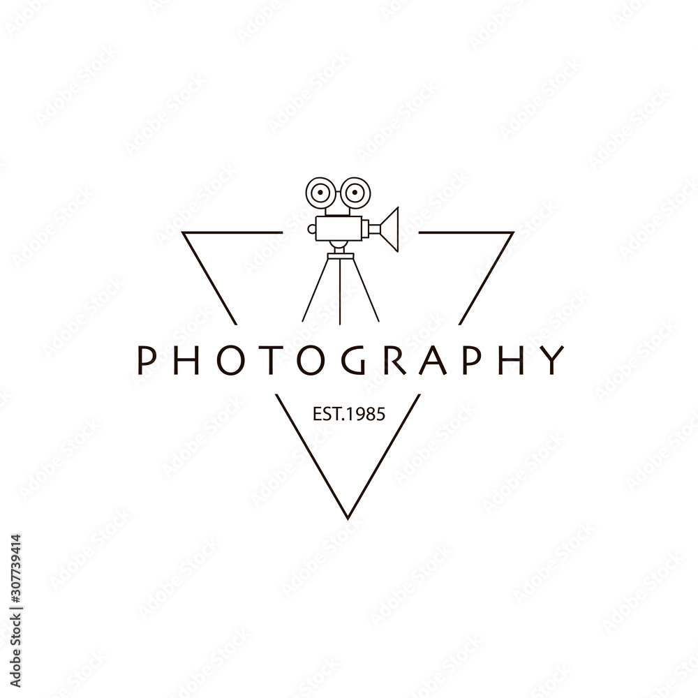 Logo template with tripod icon, video camera. Premade logotypes for ...