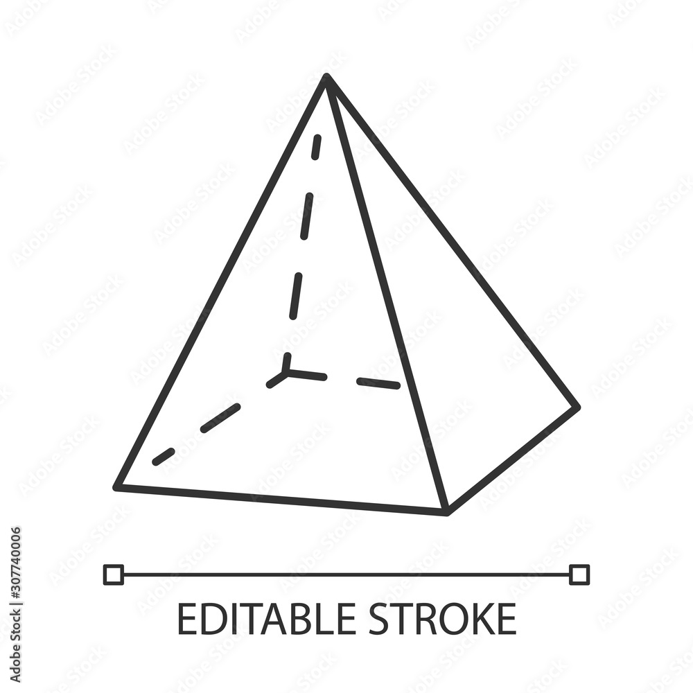 Pyramid linear icon. Geometric figure. Geometry model. Abstract shape ...
