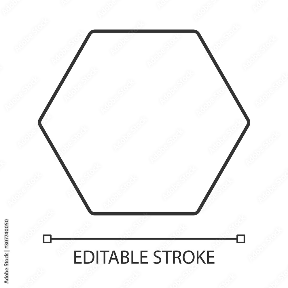 Hexagon linear icon. Six-sided geometric figure. Decorative graphic ...