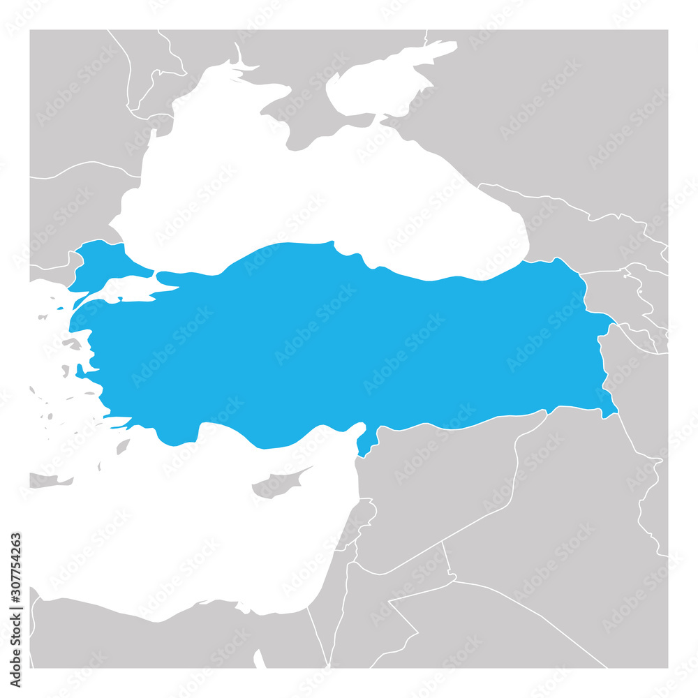 Map of Turkey green highlighted with neighbor countries Stock Vector ...