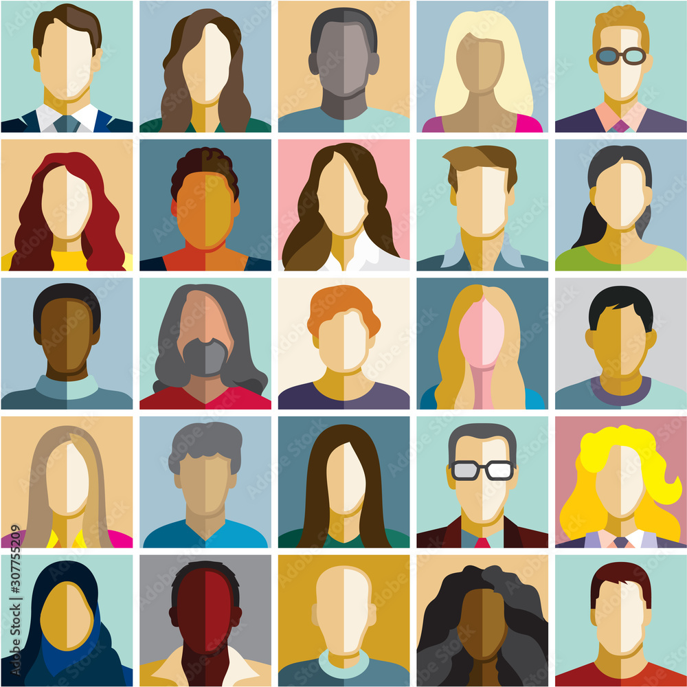 People icons. People Flat icons collection. People diversity. Vector ...