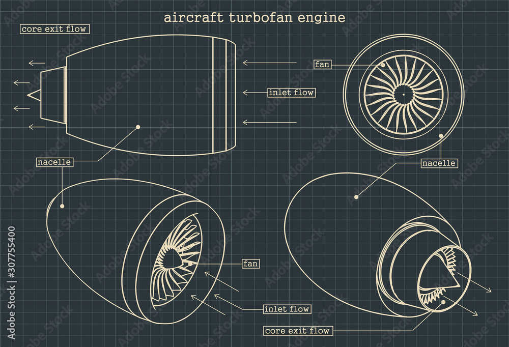 Turbofan engine Stock Vector | Adobe Stock