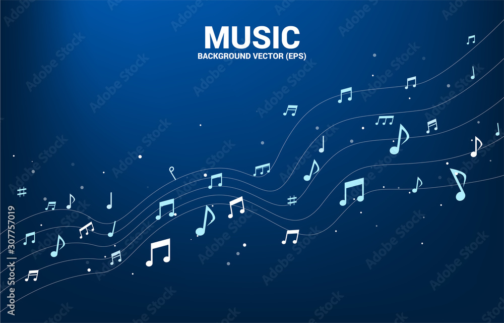 Vector music melody note dancing flow . Concept background for song and ...