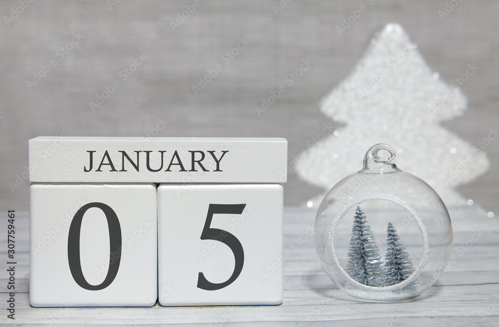 First month of the year, a calendar with numbers and a month, January 5 ...