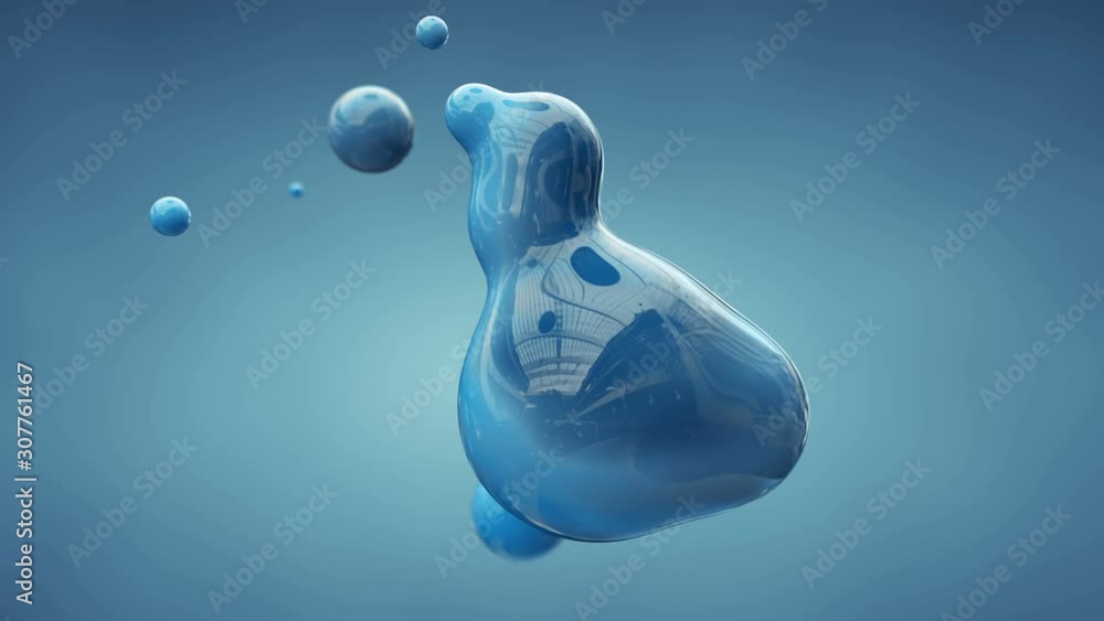 Blue molecule in microscope. Seamless loop 3D render animation with ...