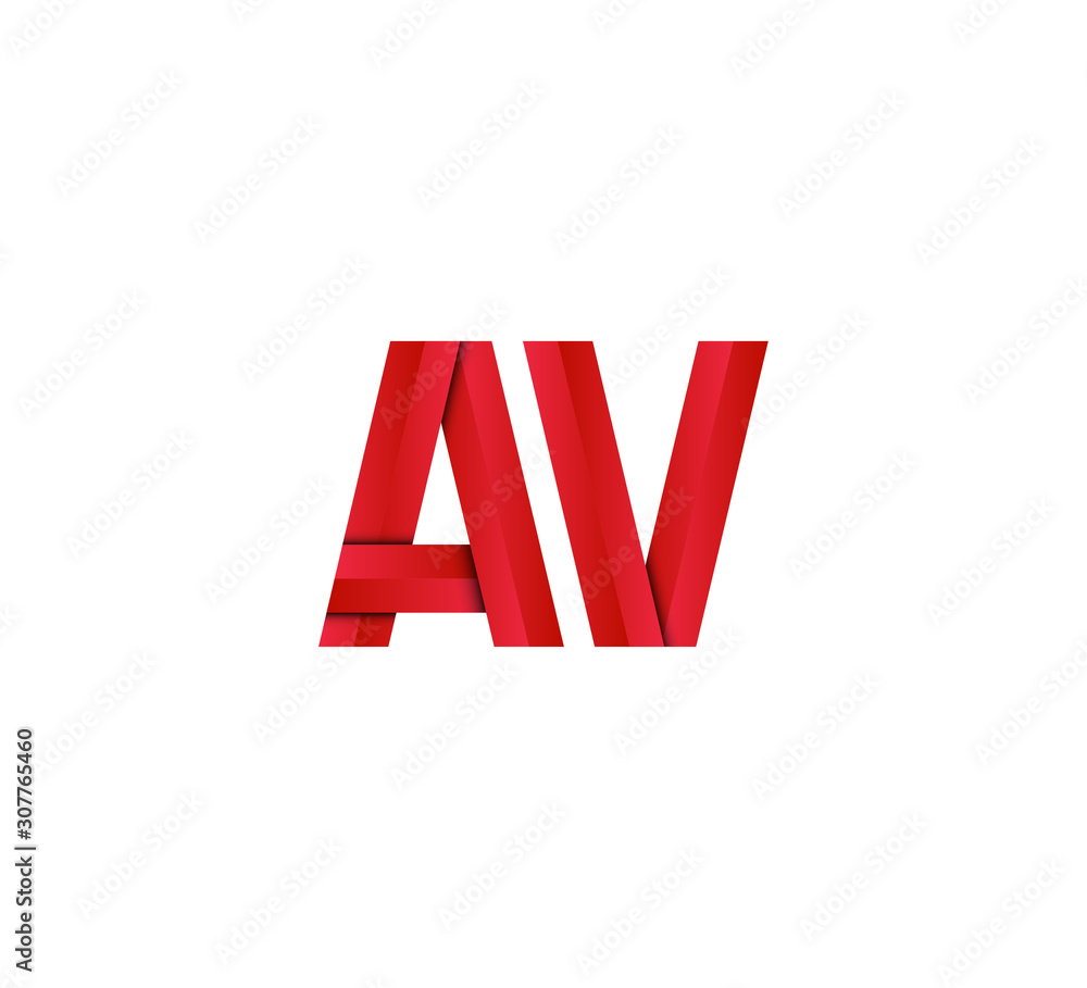 Initial two letter red 3D logo vector AV Stock Vector | Adobe Stock