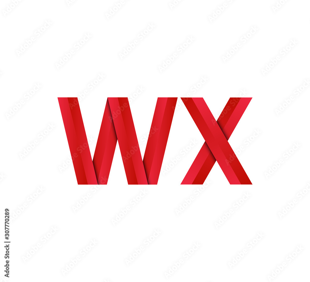 Initial two letter red 3D logo vector WX Stock Vector | Adobe Stock