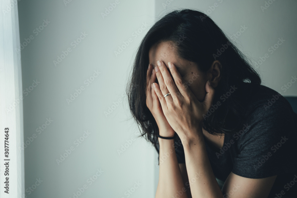 panic attacks alone young woman sad fear stressful depressed emotion ...