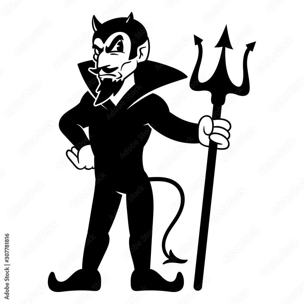 Cartoon Classic Devil Mascot Illustration Stock Vector | Adobe Stock