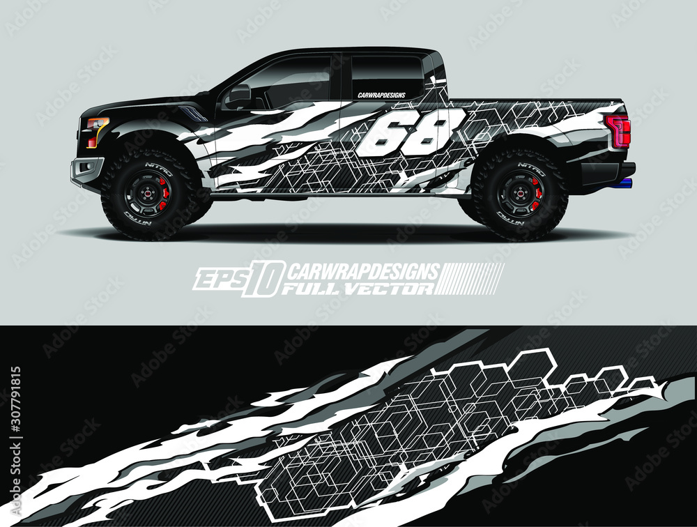 Pick up truck wrap decal designs. Abstract racing and sport background ...