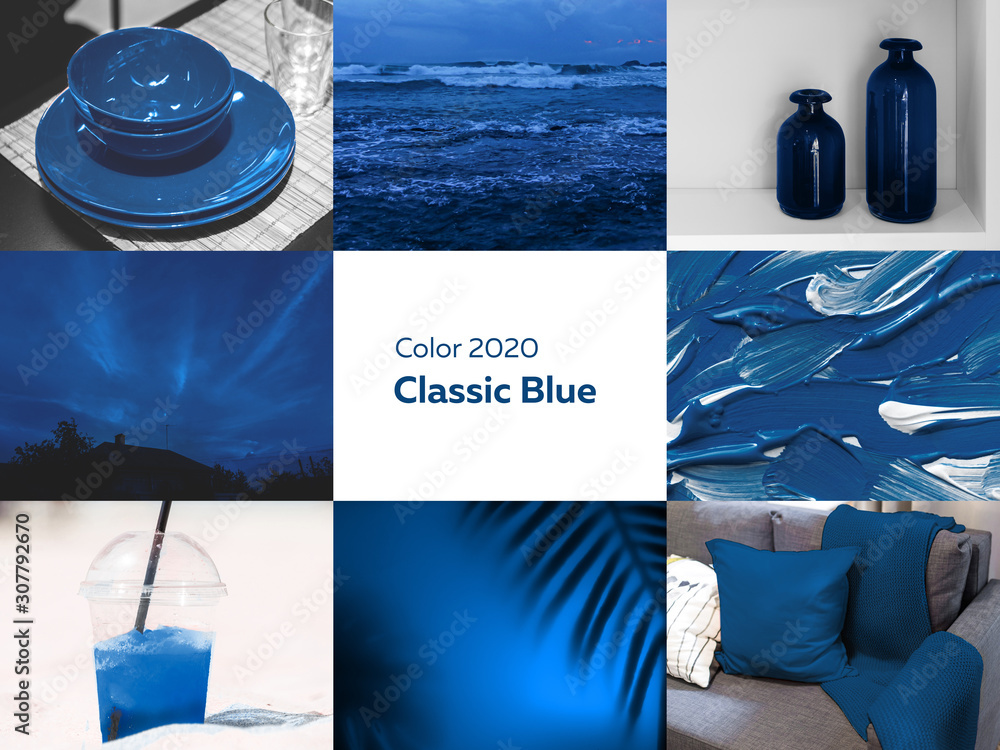 Foto de collage of pictures in blue color from photographs of the ...