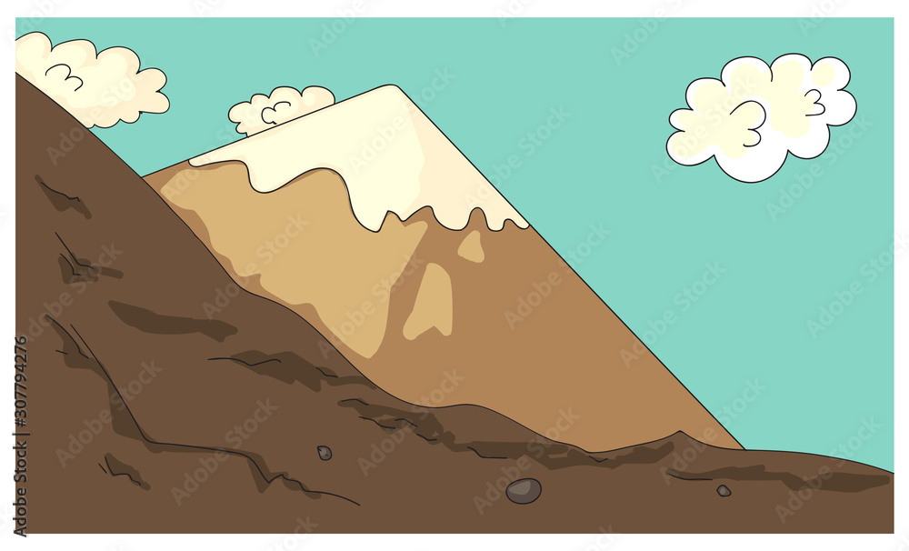 Cartoon mountains rock valley cliff in highlands Stock Vector | Adobe Stock