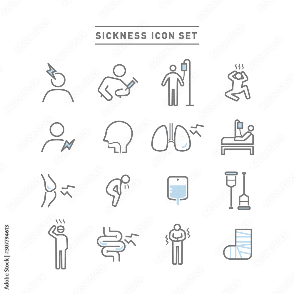 SICKNESS ICON SET Stock Vector | Adobe Stock