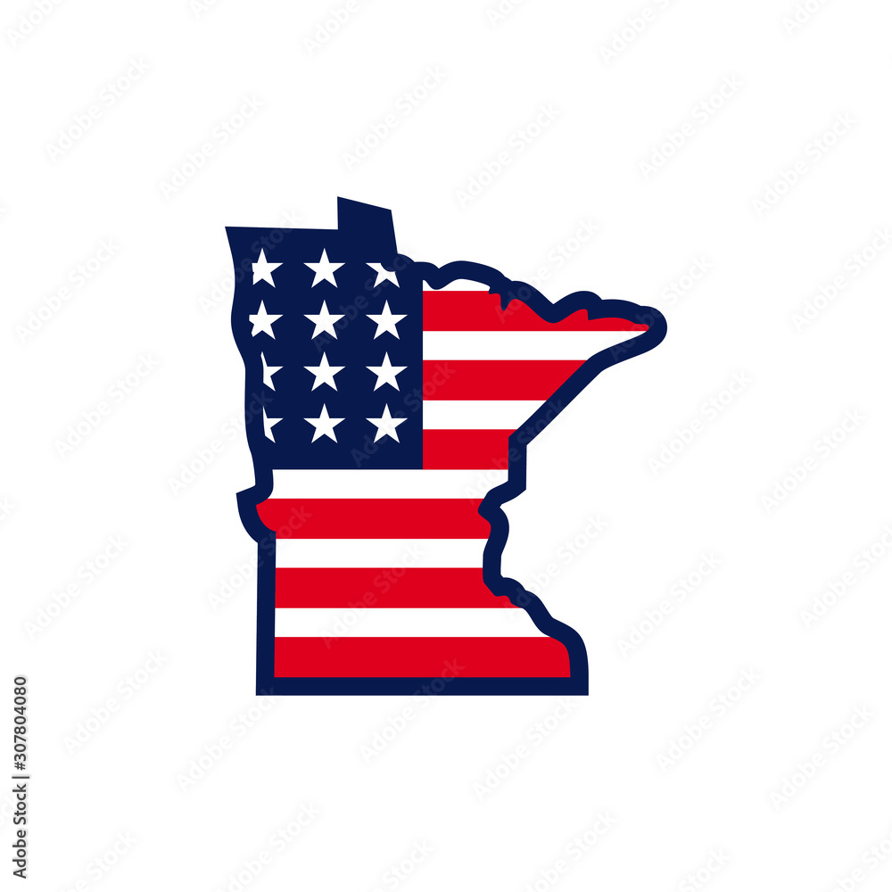 vector of Minnesota map with united states of america flag logo design ...