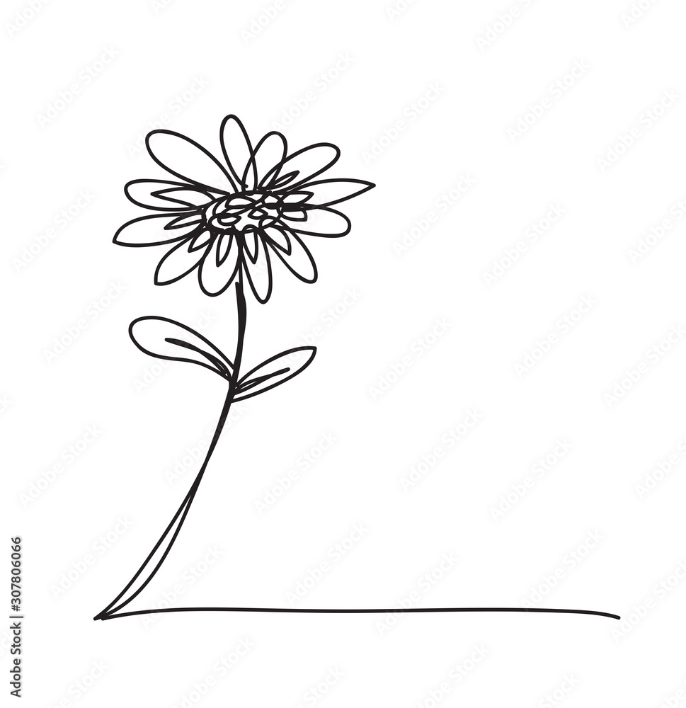 Flower, line drawing style, art design Stock Vector | Adobe Stock