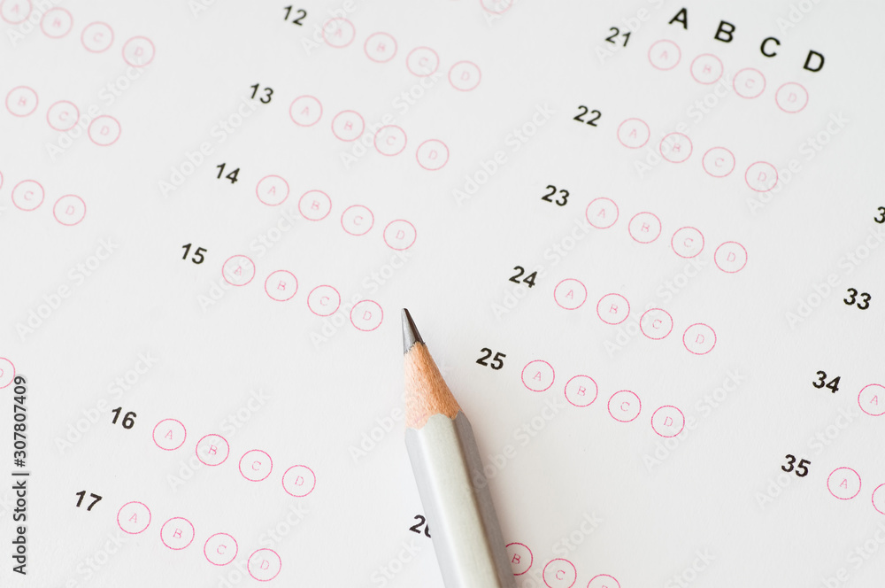 Exam OMR Sheet with pencil Stock Photo | Adobe Stock