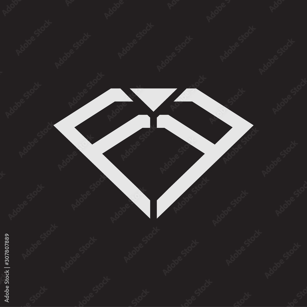 FF Logo monogram with diamonds shape ribbon designs template isolated ...