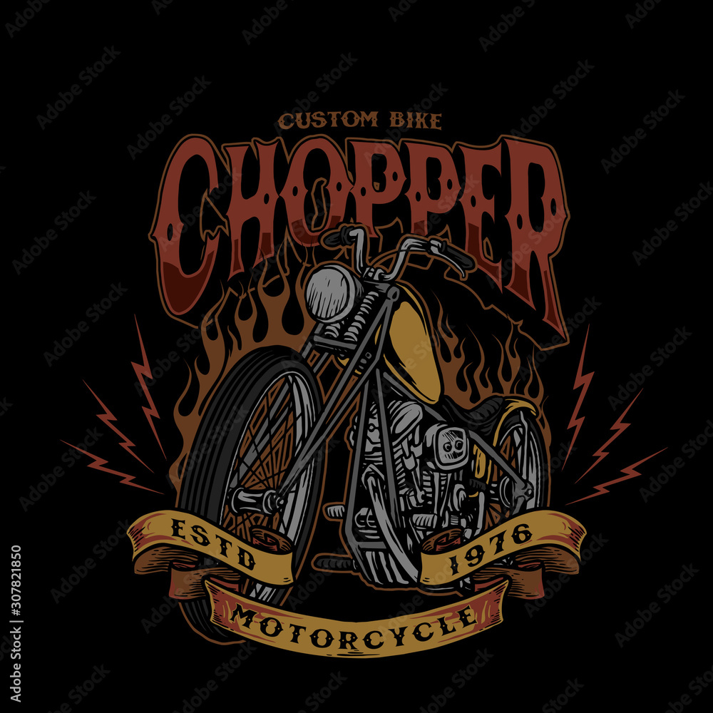 chopper custom bike style vintage vector illustration Stock Vector ...