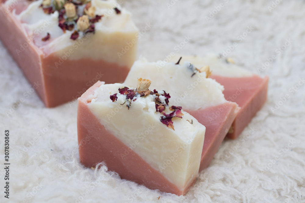 Handmade natural cold process soap scented with rose Stock-Foto | Adobe ...