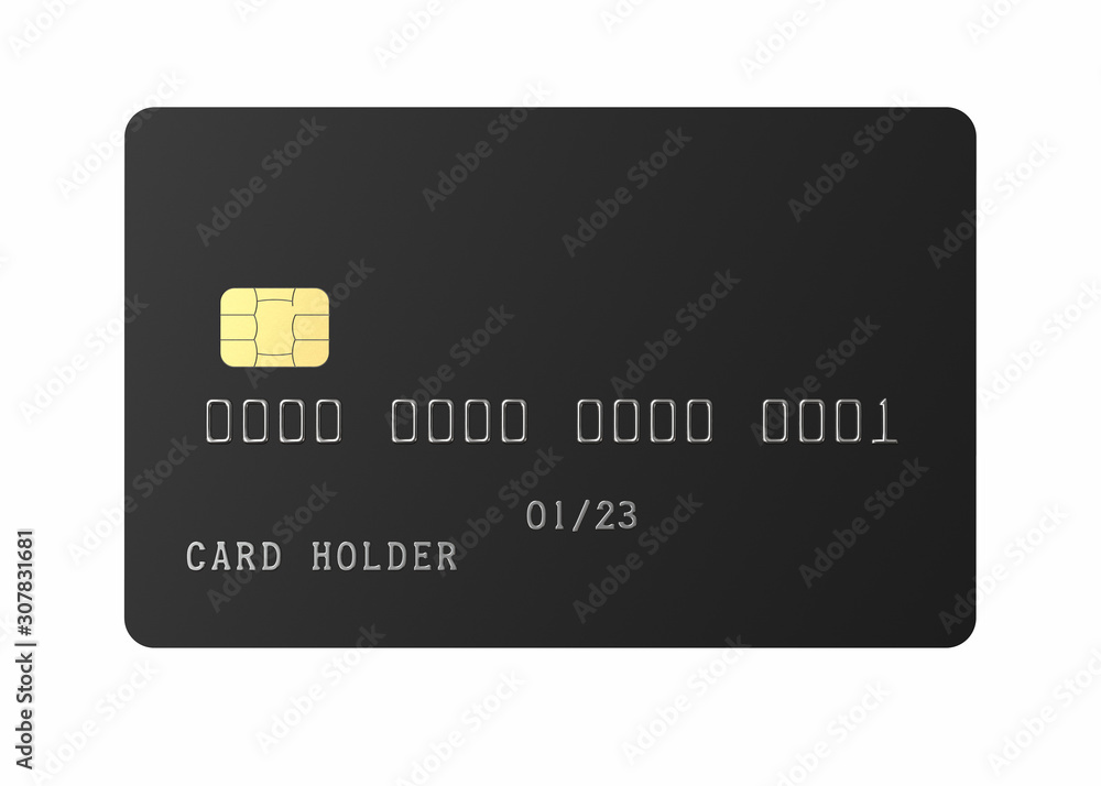 Black Empty Credit Card with Semi-Matt Satin Surface. Realistic 3D ...