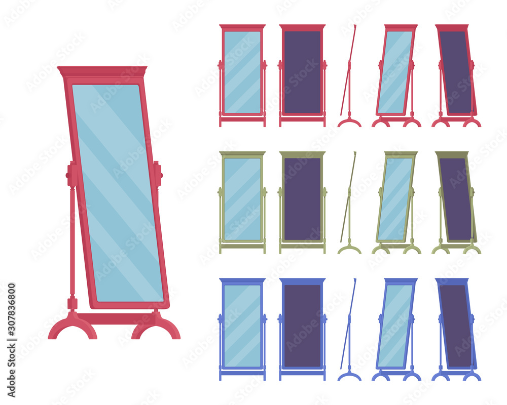 Fitting floor mirror, full-length dressing room or bedroom standing ...