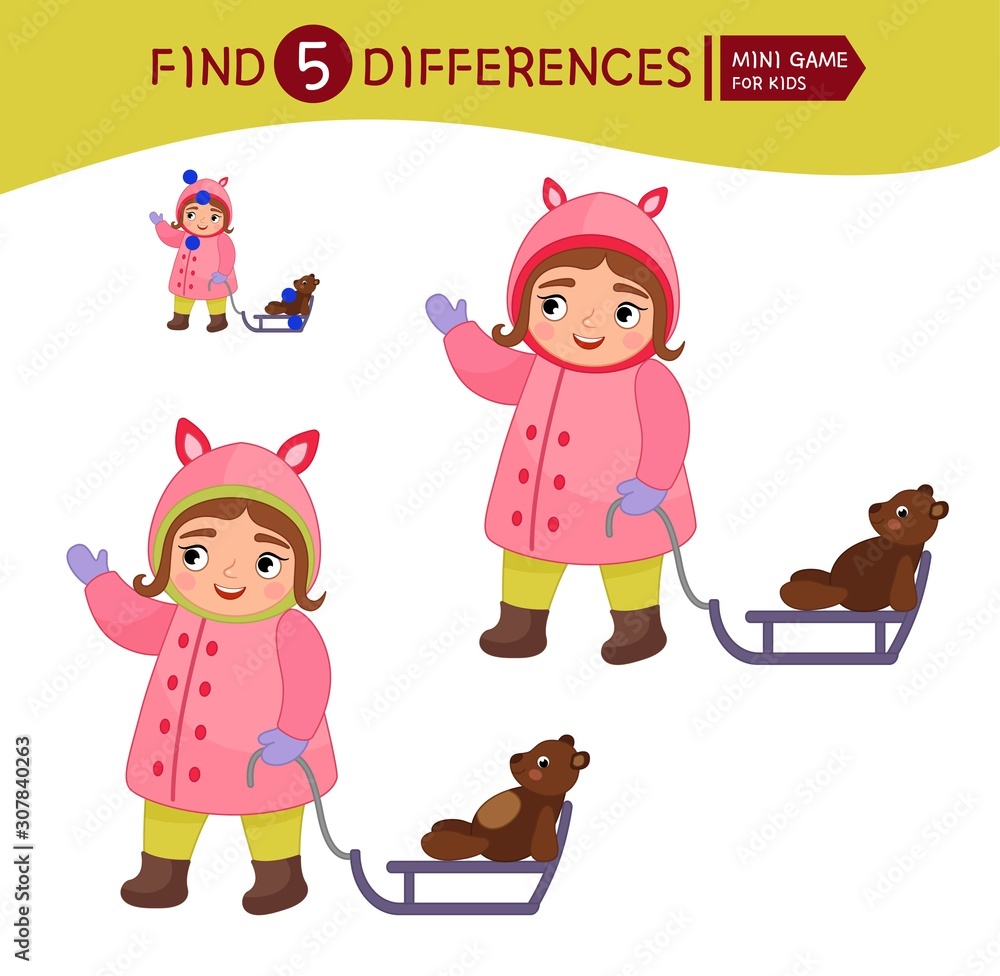 Find differences. Educational game for children. Cartoon vector ...