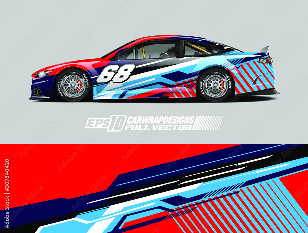 Race car graphic livery design vector. Graphic abstract stripe racing ...