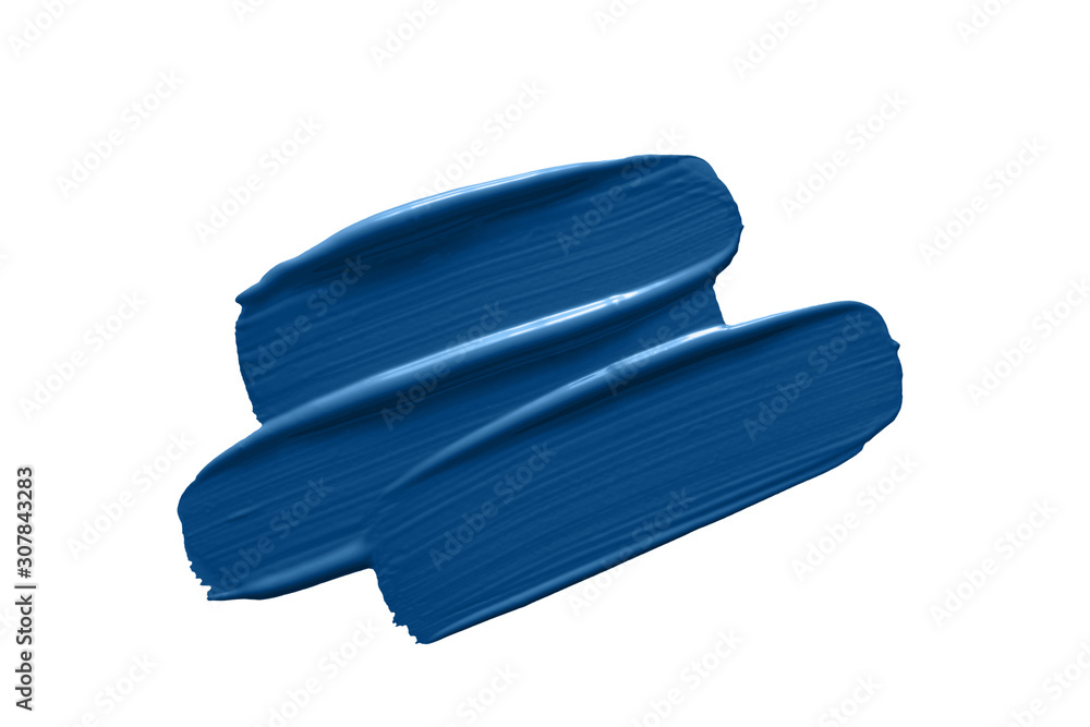 Classic blue 2020 year color swatch. Paint brush strokes isolated on ...