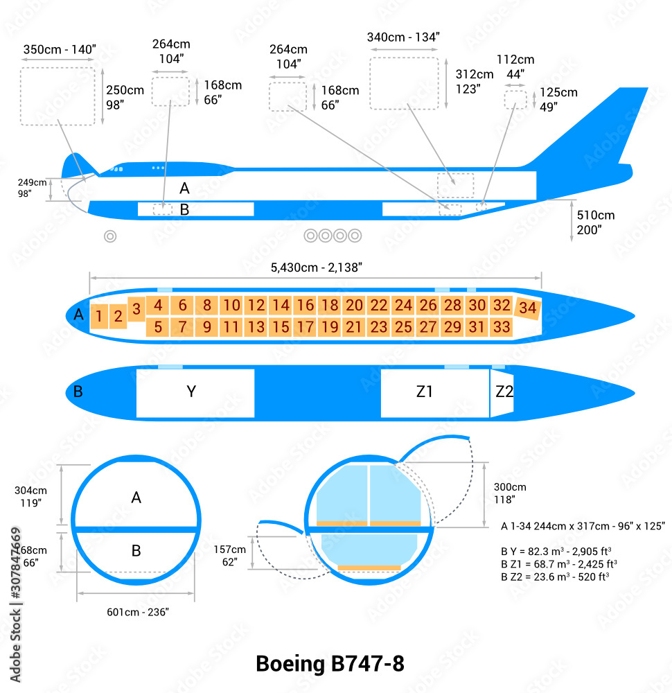 Boeing B747-8 Cargo Aircraft Guide Stock Vector | Adobe Stock