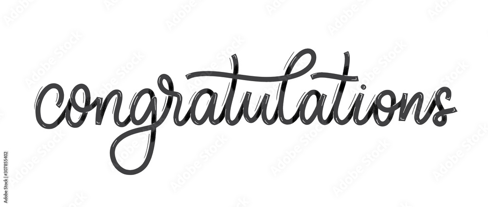 Congratulations. Card with calligraphy. Hand drawn modern lettering ...