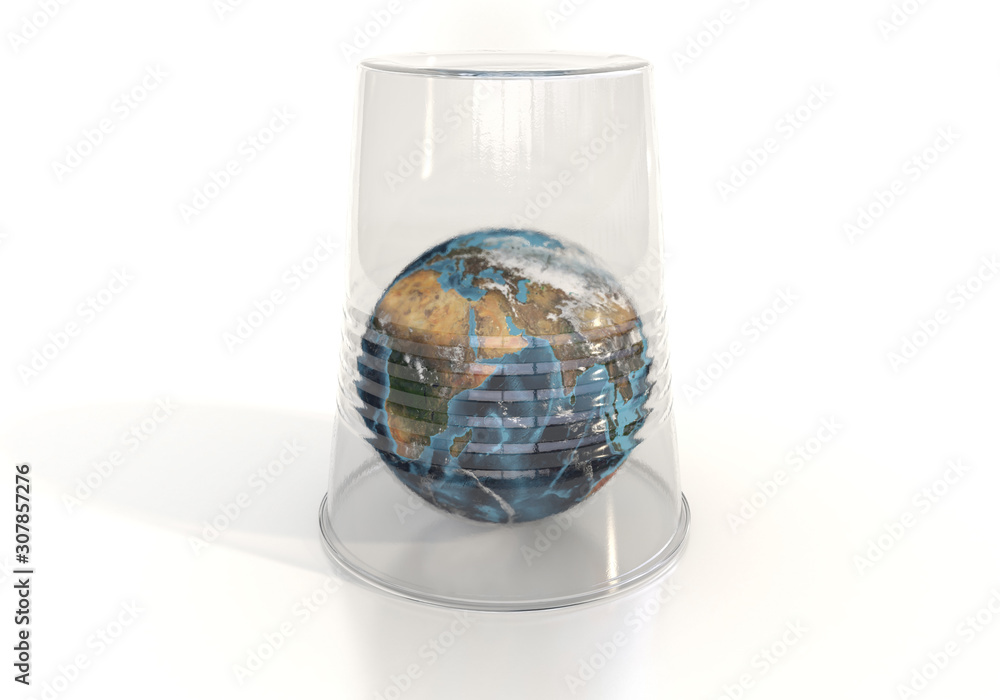 Planets Earth is covered with a plastic cup. Environmental pollution by ...