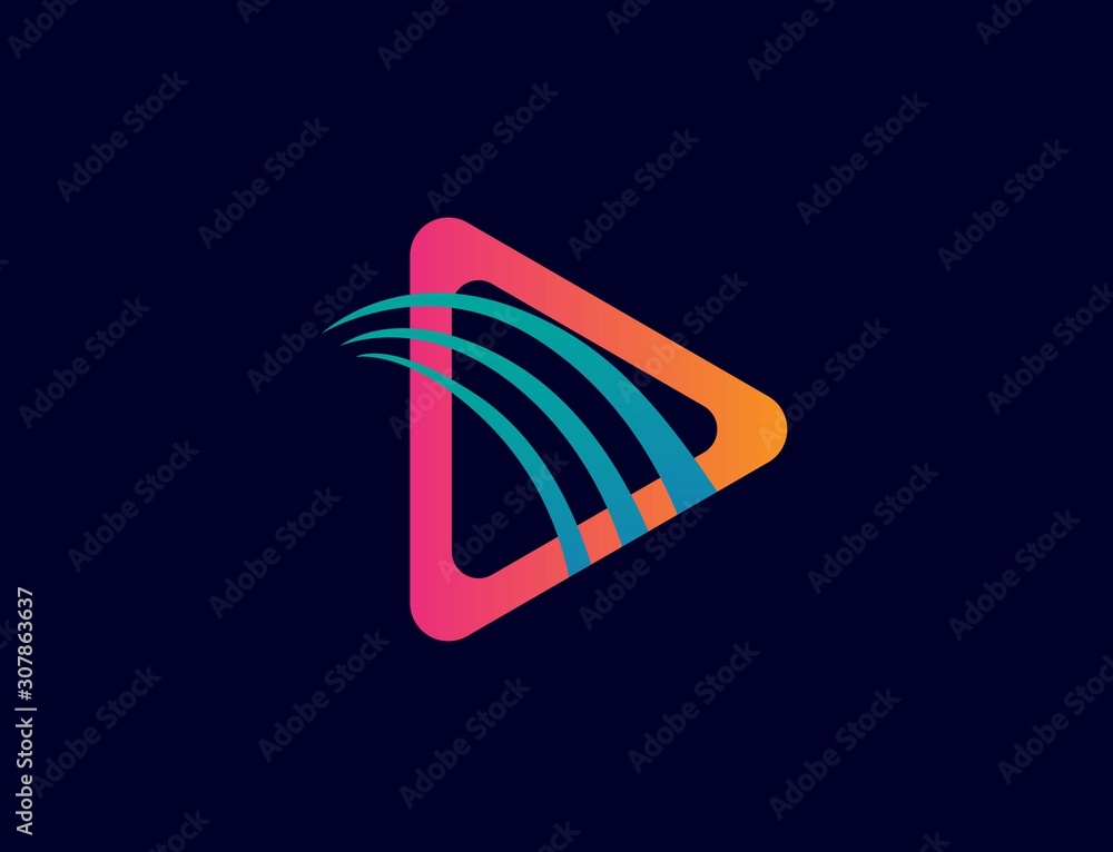 Triangle play button icon design flat illustration vector graphic Stock ...