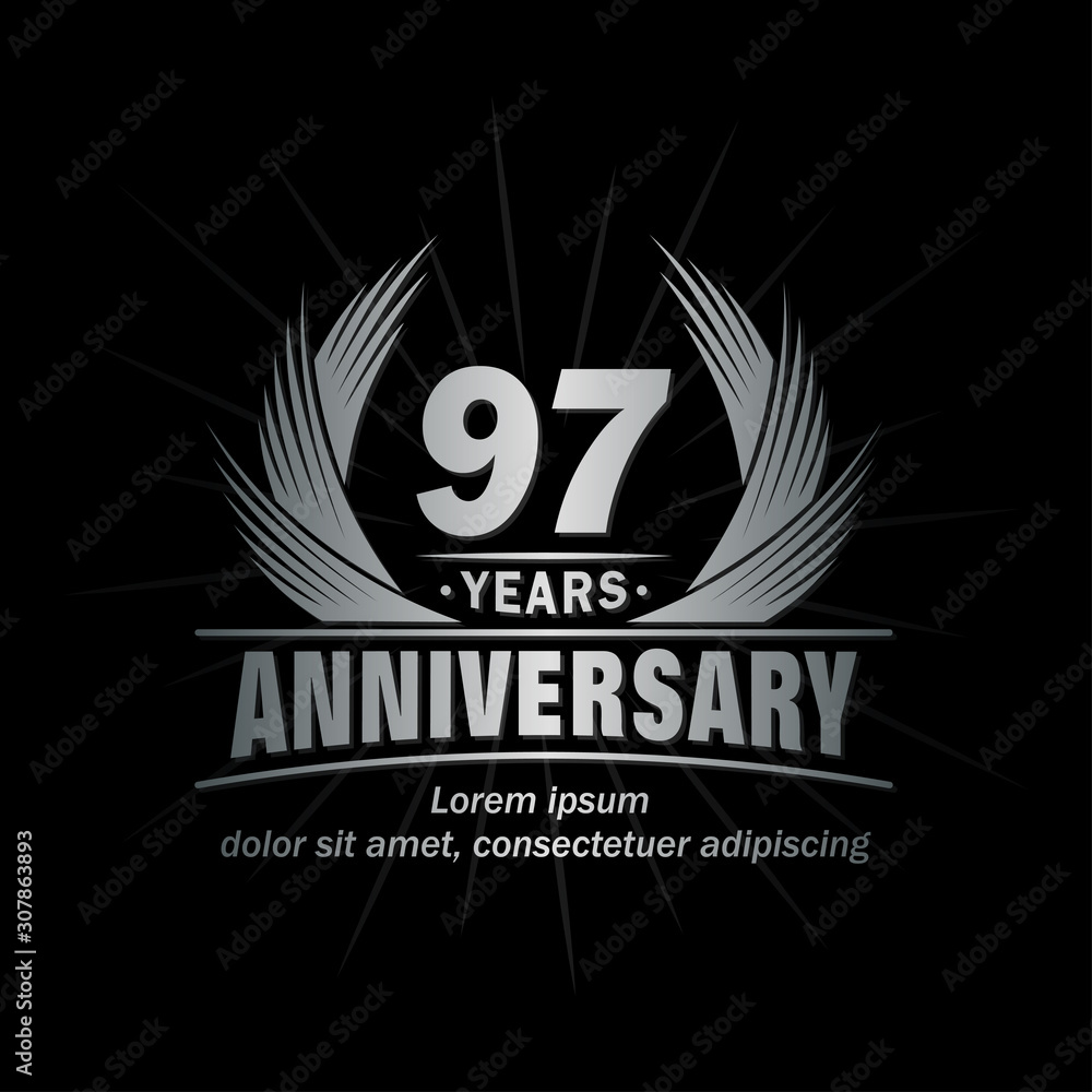97 years logo design template. Anniversary vector and illustration ...