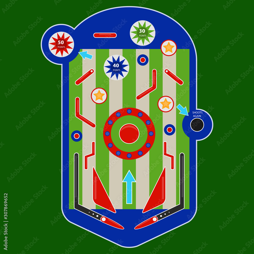 Pinball composition with pinball hit strike description. Realistic ... Pinball composition with pinball hit strike description. Realistic ...
