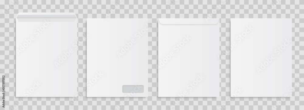 Layout of standard white envelopes front and back. Empty envelope ...