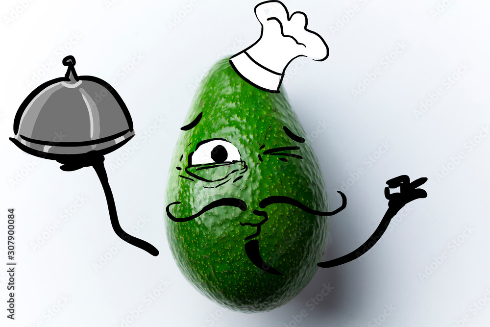 avocado cartoon illustration, cut avocado and cute faces, drawing funny ...