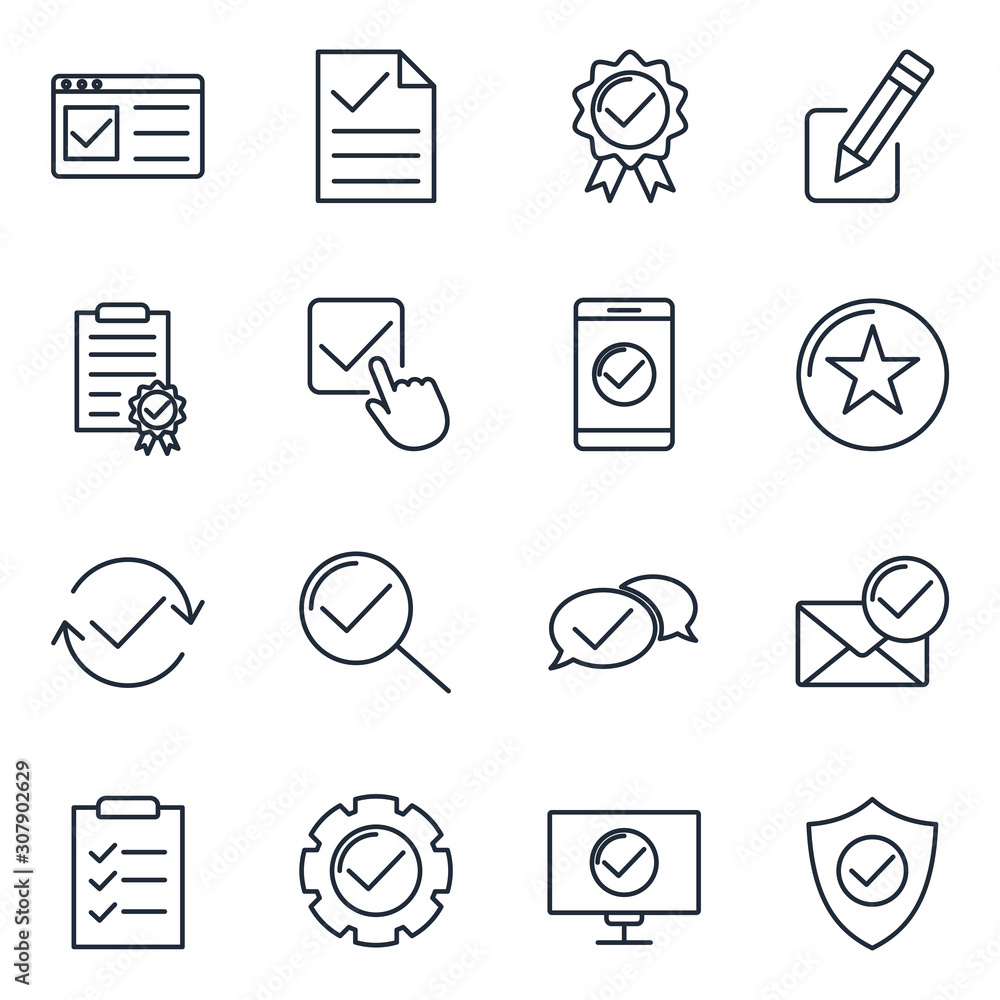 Approve set icon template color editable. Approve pack symbol vector ...