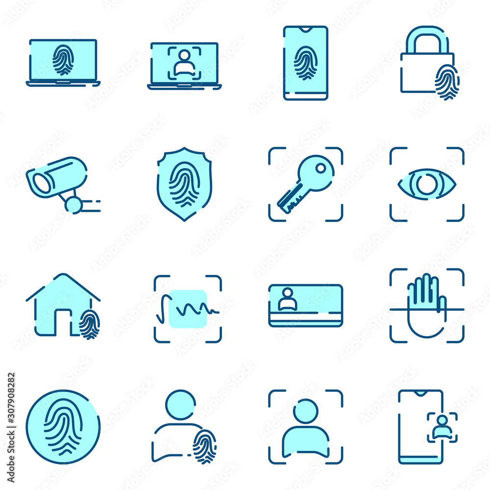Biometric set icon template color editable. Biometric pack symbol ...