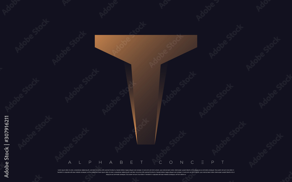 Golden premium alphabet design. T letter logo for luxury design ...