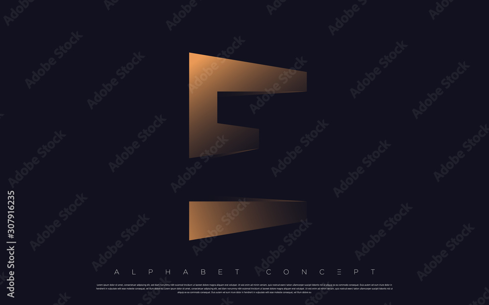 Golden premium alphabet design. E letter logo for luxury design ...