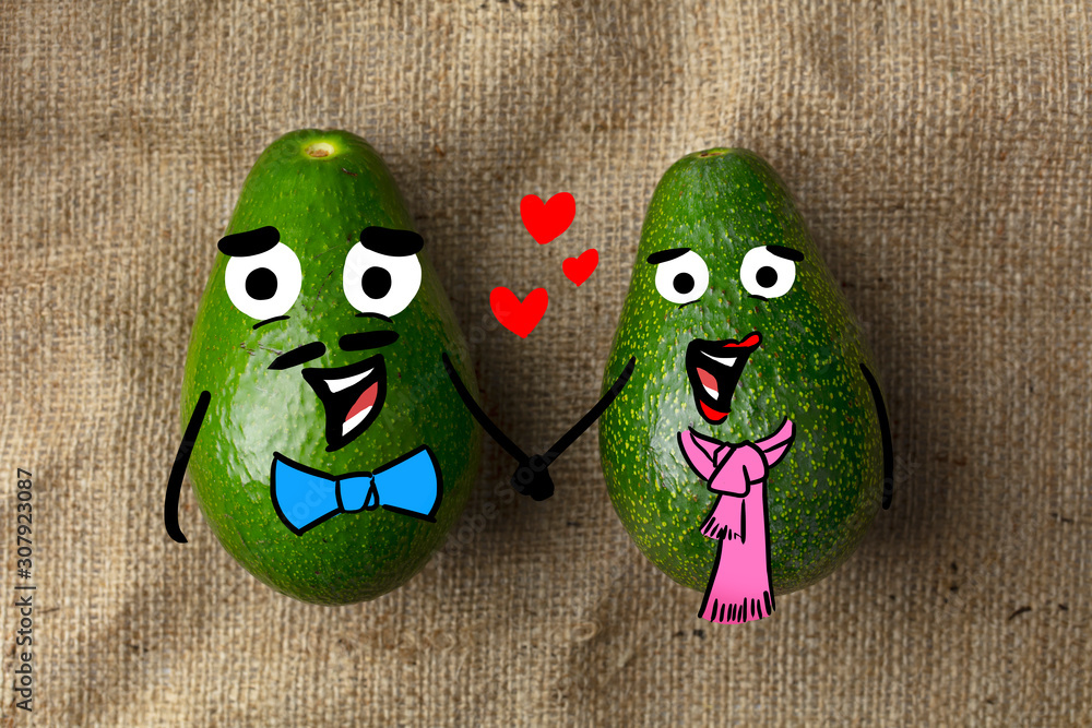 avocado cartoon illustration, cut avocado and cute faces, drawing funny ...