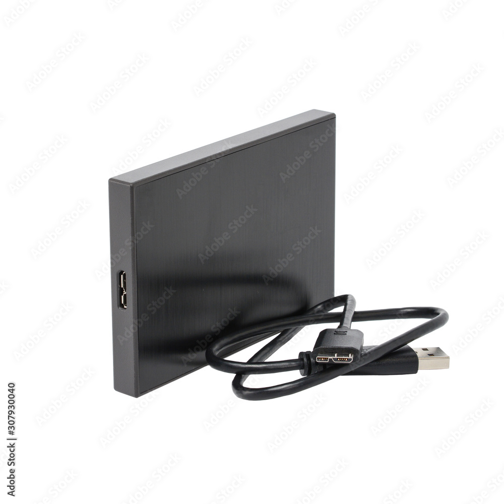 External hard drive disc with usb 3.0 cable, black. Best way of data ...