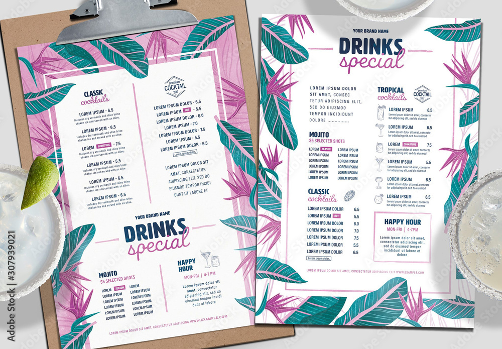 Tropical Menu Layout Stock Template | Adobe Stock