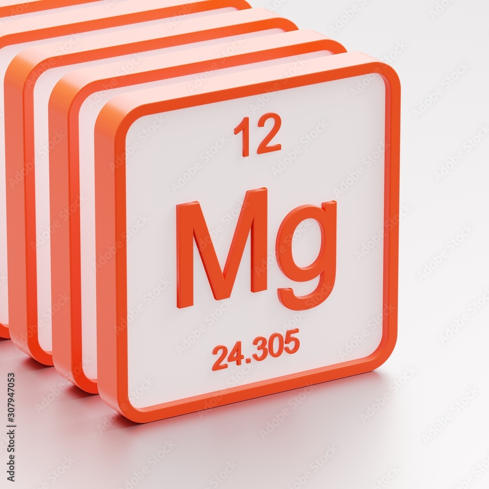 Magnesium symbol from periodic table on rounded square orange icon ...