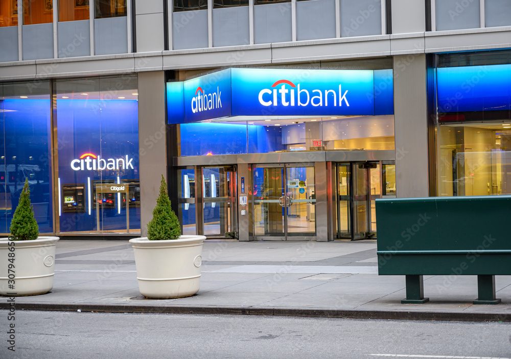 New York, New York, USA - December 5, 2019: A Citibank in midtown ...