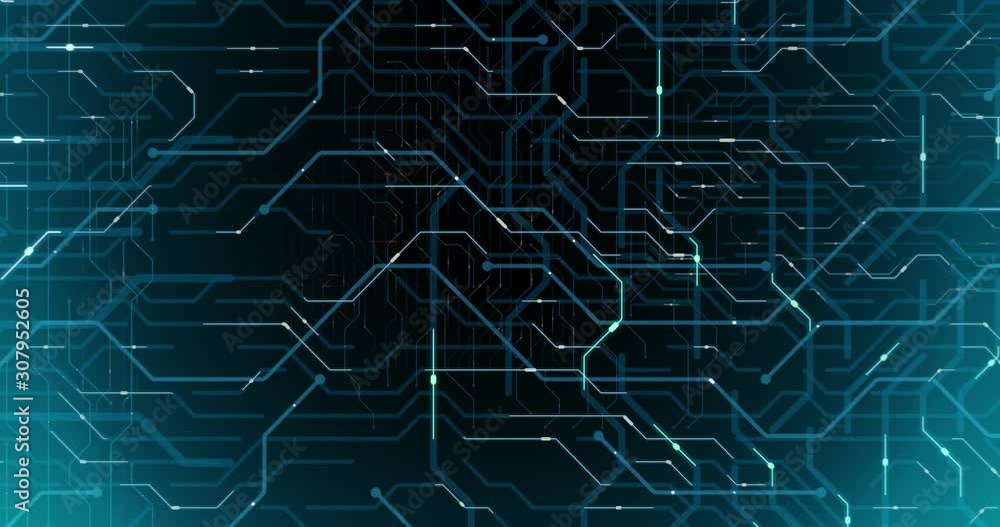 4K seamless loop abstract futuristic electronic circuit board ...