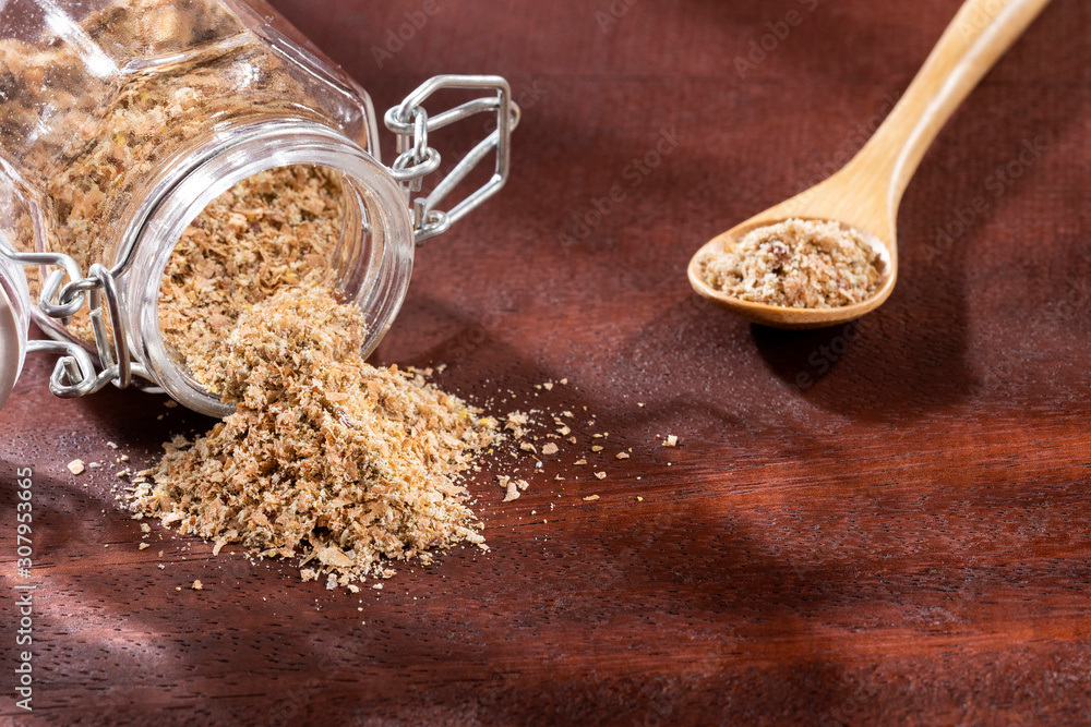 Food powder based on soy fiber with psyllium Stock Photo | Adobe Stock