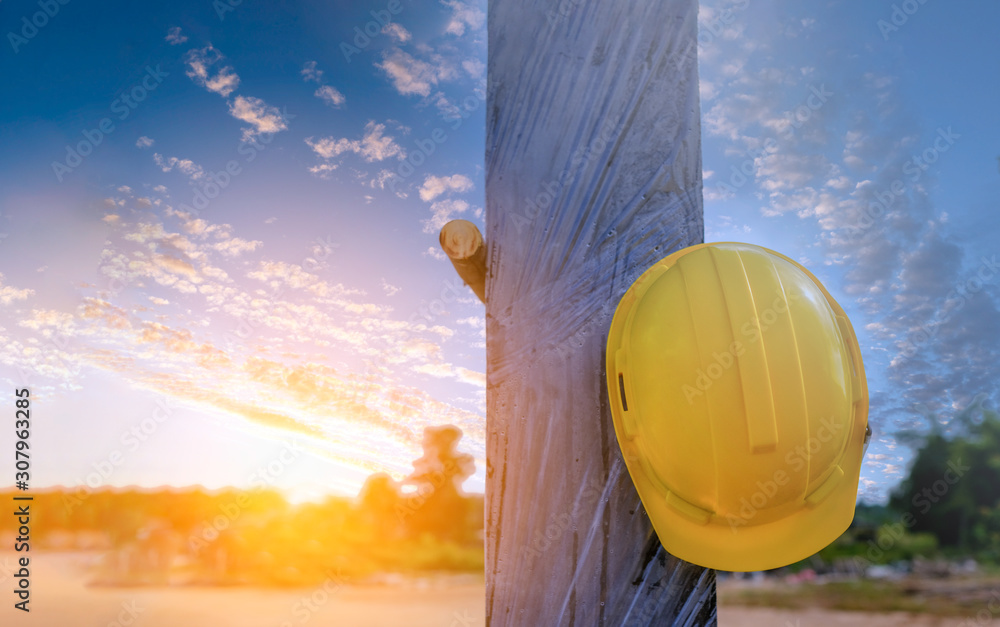 helmet in construction site Stock Photo | Adobe Stock